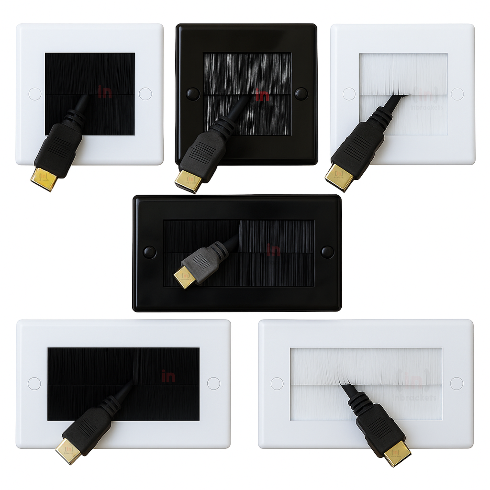 Versatile Brush Faceplate Cable Exit/Entry Wall Cover - Choose Single ...